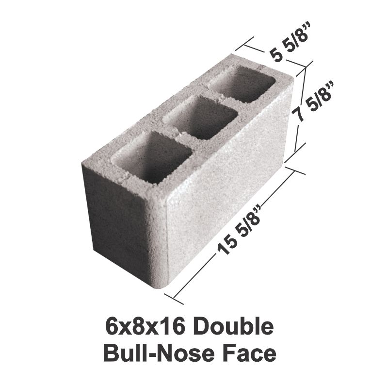 6x8x16 Double Bull-nose Face