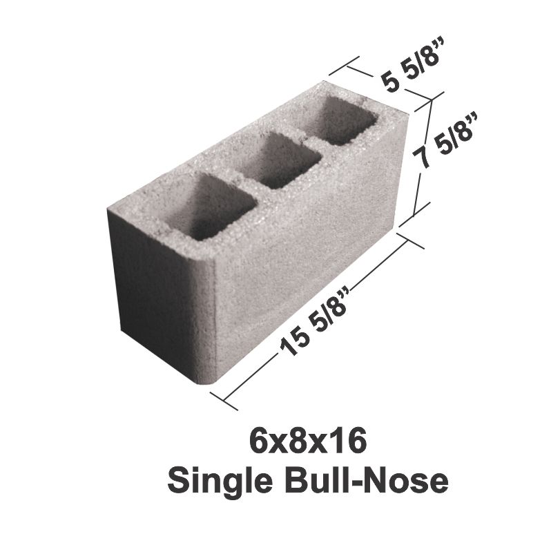6x8x16 Single Bull-nose