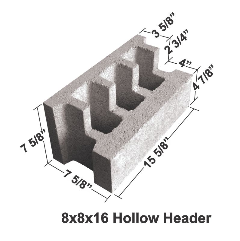 8x8x16 Hollow Header